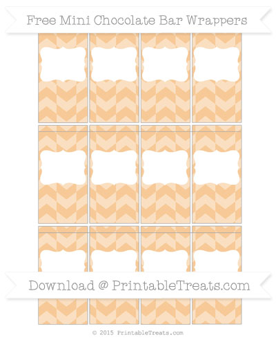 Pastel Light Orange Herringbone Pattern DIY Mini Chocolate Bar Wrappers ...