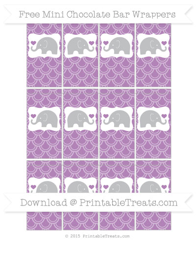 Pastel Light Plum Fish Scale Pattern Elephant Mini Chocolate Bar ...