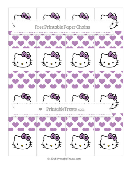 Free Pastel Light Plum Heart Pattern Hello Kitty Paper Chains ...