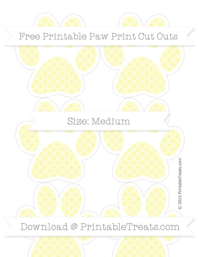 Pastel Light Yellow Polka Dot Medium Paw Print Cut Outs — Printable ...