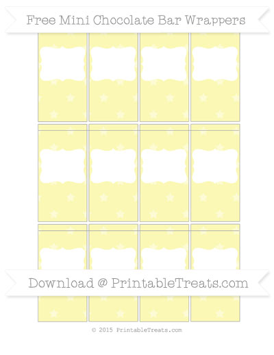 Pastel Light Yellow Star Pattern DIY Mini Chocolate Bar Wrappers ...