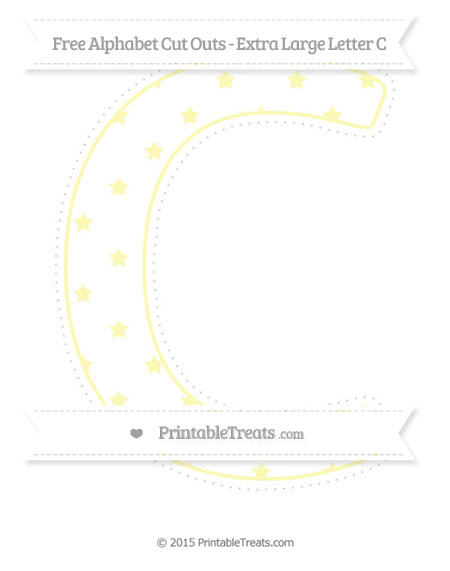 Free Pastel Light Yellow Star Pattern Extra Large Capital Letter C Cut ...