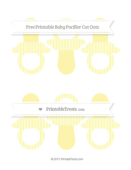 Pastel Light Yellow Striped Small Baby Pacifier Cut Outs — Printable ...