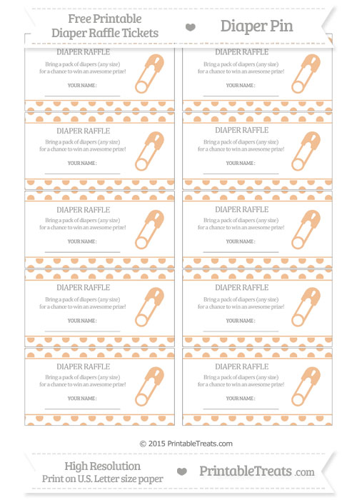 Free Pastel Orange Polka Dot Diaper Pin Diaper Raffle Tickets ...