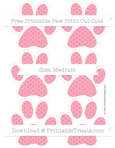 Pastel Pink Fish Scale Pattern Medium Paw Print Cut Outs — Printable ...