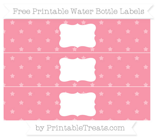 Pastel Pink Star Pattern DIY Water Bottle Labels — Printable Treats.com