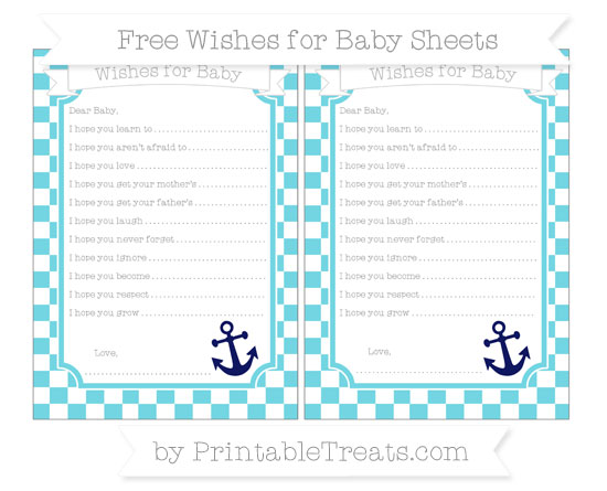 Pastel Teal Checker Pattern Nautical Wishes for Baby Sheets — Printable ...