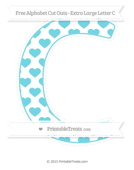 Free Pastel Teal Heart Pattern Extra Large Capital Letter C Cut Outs ...