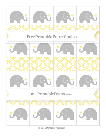Free Pastel Yellow Fish Scale Pattern Baby Elephant Paper Chains ...