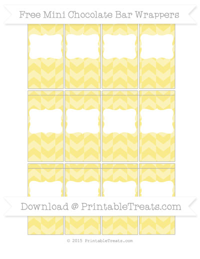 Pastel Yellow Herringbone Pattern DIY Mini Chocolate Bar Wrappers ...