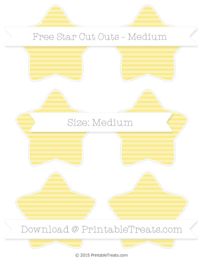 Pastel Yellow Horizontal Striped Medium Star Cut Outs — Printable ...