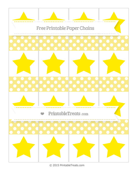 Pastel Yellow Polka Dot Star Paper Chains — Printable Treats.com