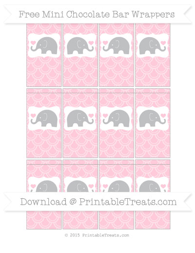 Pink Fish Scale Pattern Elephant Mini Chocolate Bar Wrappers ...