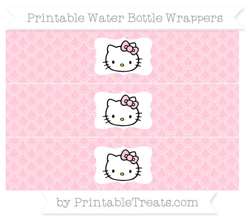 Free Pink Fish Scale Pattern Hello Kitty Water Bottle Wrappers ...