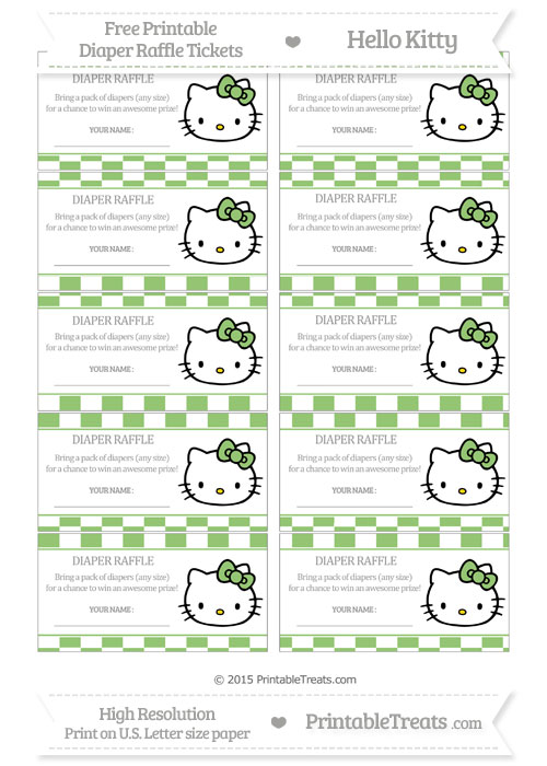 Free Pistachio Green Checker Pattern Hello Kitty Diaper Raffle Tickets ...