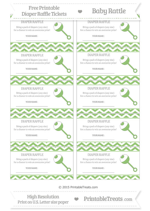 Free Pistachio Green Chevron Baby Rattle Diaper Raffle Tickets ...