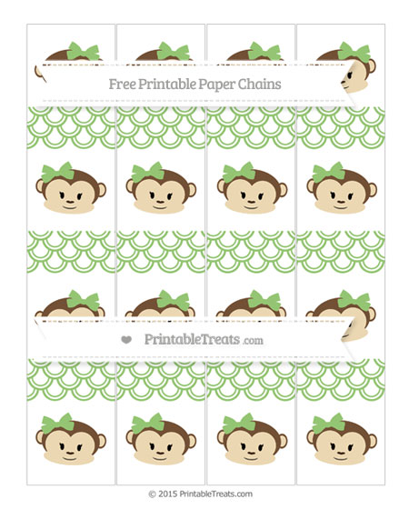 Pistachio Green Fish Scale Pattern Girl Monkey Paper Chains — Printable ...