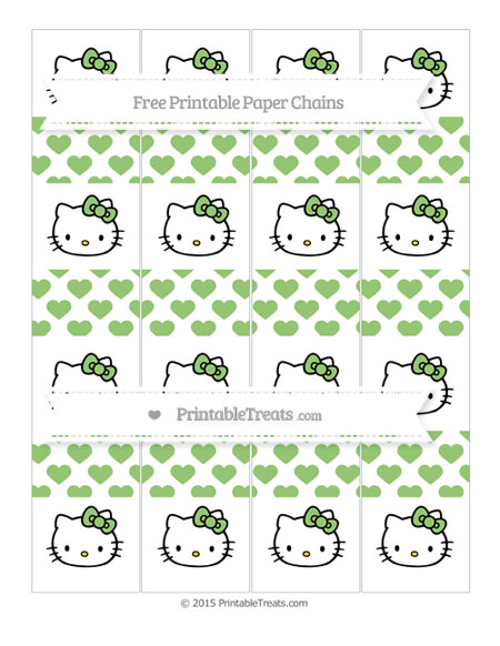 Free Pistachio Green Heart Pattern Hello Kitty Paper Chains — Printable ...