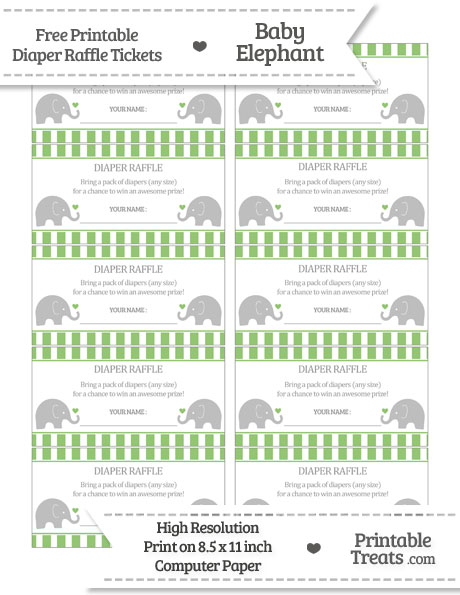 Free Pistachio Green Striped Baby Elephant Diaper Raffle Tickets ...