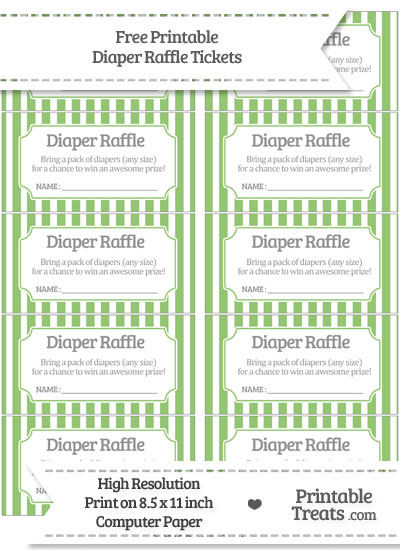 Free Pistachio Green Striped Diaper Raffle Tickets — Printable Treats.com