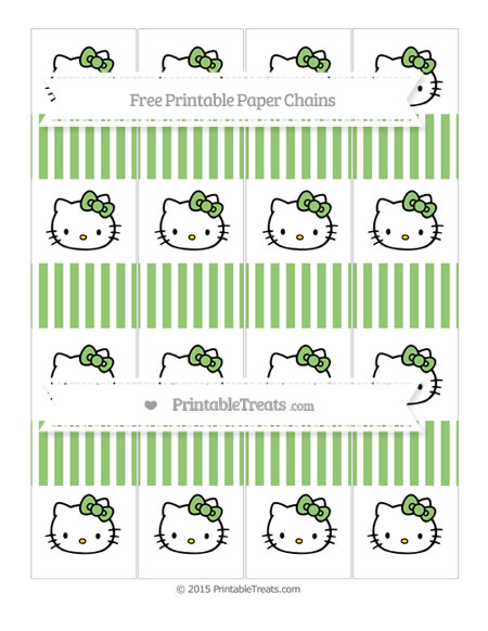 Free Pistachio Green Thin Striped Pattern Hello Kitty Paper Chains ...
