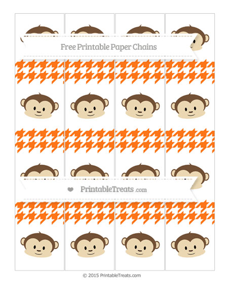 Pumpkin Orange Houndstooth Pattern Boy Monkey Paper Chains — Printable ...