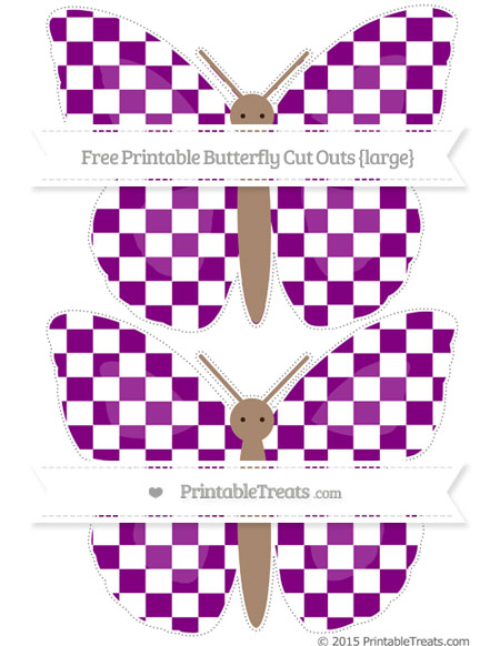 Free Purple Checker Pattern Large Butterfly Cut Outs — Printable Treats.com
