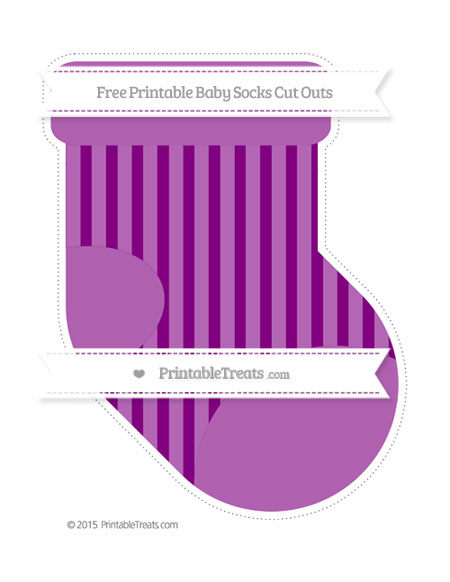 Purple Striped Extra Large Baby Socks Cut Outs — Printable Treats.com