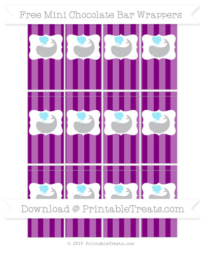 Purple Striped Whale Mini Chocolate Bar Wrappers — Printable Treats.com