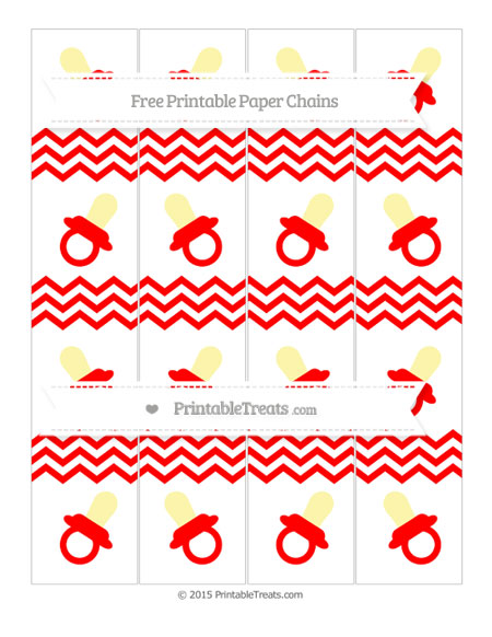Red Chevron Baby Pacifier Paper Chains — Printable Treats.com