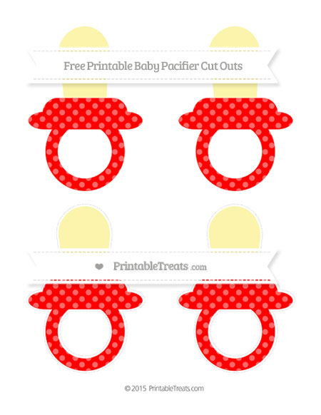 Red Dotted Pattern Medium Baby Pacifier Cut Outs — Printable Treats.com