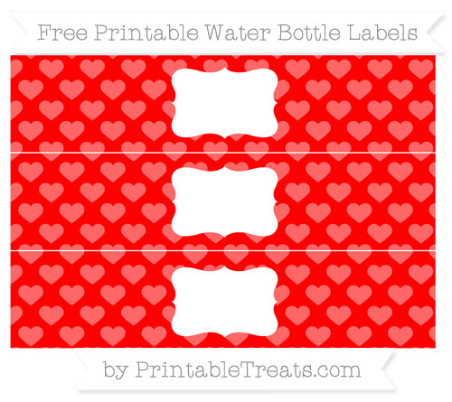 Red Heart Pattern DIY Water Bottle Labels — Printable Treats.com