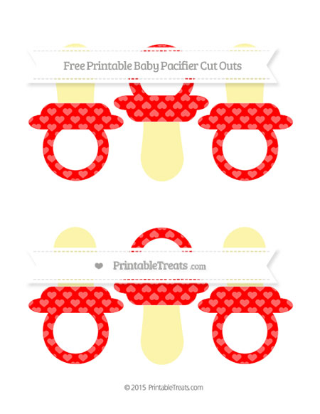 Red Heart Pattern Small Baby Pacifier Cut Outs — Printable Treats.com