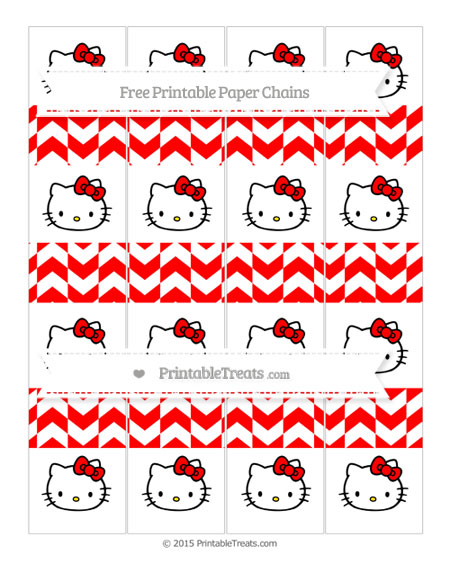 Free Red Herringbone Pattern Hello Kitty Paper Chains — Printable ...