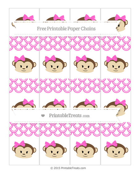 Rose Pink Fish Scale Pattern Girl Monkey Paper Chains — Printable ...