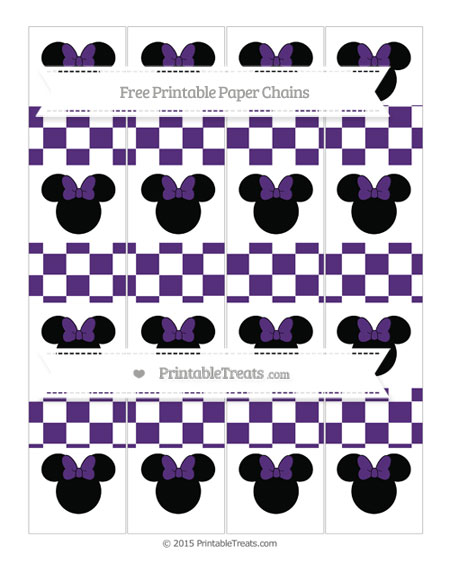 Free Royal Purple Checker Pattern Minnie Mouse Paper Chains — Printable ...