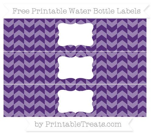 Royal Purple Herringbone Pattern DIY Water Bottle Labels — Printable ...