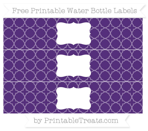 Royal Purple Quatrefoil Pattern DIY Water Bottle Labels — Printable ...