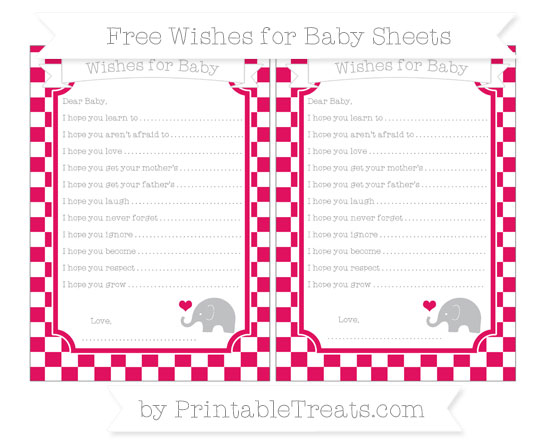 Ruby Pink Checker Pattern Baby Elephant Wishes for Baby Sheets ...