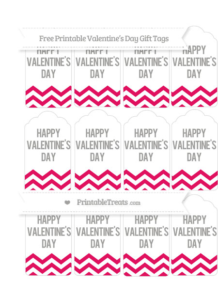 Free Ruby Pink Chevron Valentine’s Day Gift Tags — Printable Treats.com