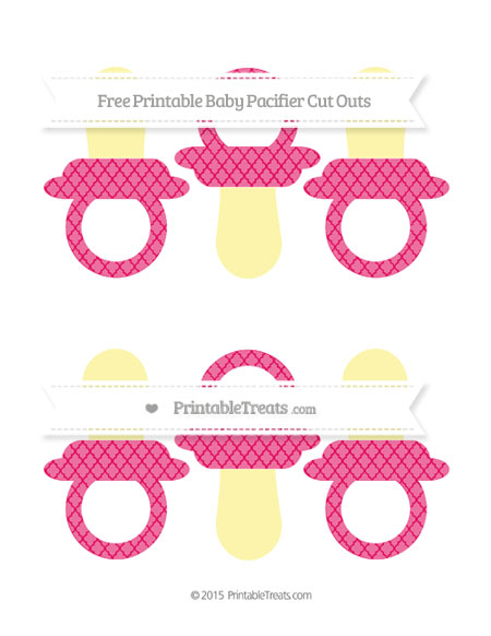 Ruby Pink Moroccan Tile Small Baby Pacifier Cut Outs — Printable Treats.com