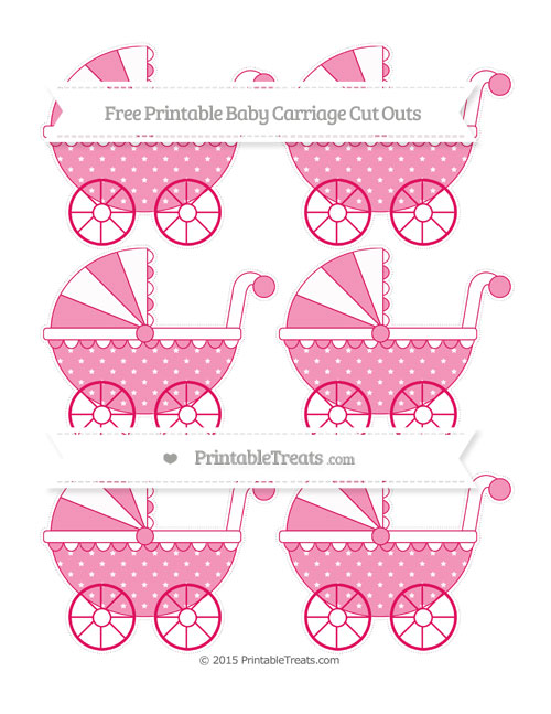 Ruby Pink Star Pattern Small Baby Carriage Cut Outs — Printable Treats.com