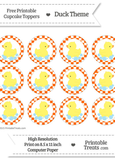 Free Safety Orange Checker Pattern Duck Theme Cupcake Toppers ...