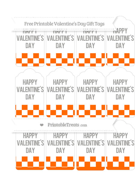 Free Safety Orange Checker Pattern Valentine’s Day Gift Tags ...