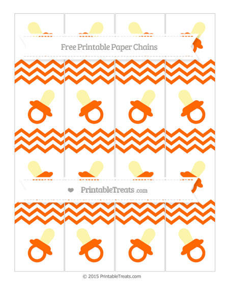 Safety Orange Chevron Baby Pacifier Paper Chains — Printable Treats.com