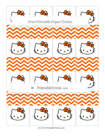 Free Safety Orange Chevron Hello Kitty Paper Chains — Printable Treats.com