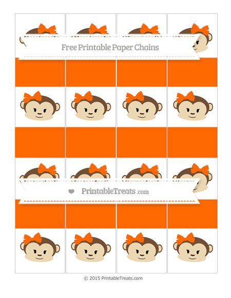 Safety Orange Girl Monkey Paper Chains — Printable Treats.com