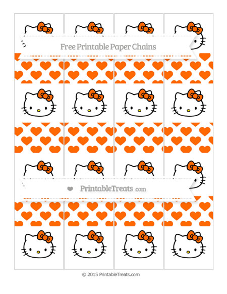 Free Safety Orange Heart Pattern Hello Kitty Paper Chains — Printable ...