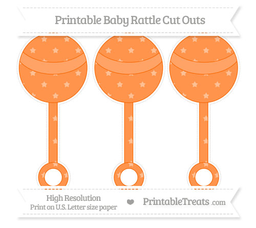 Safety Orange Star Pattern Large Baby Rattle Cut Outs — Printable ...