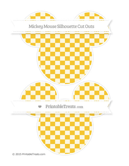 Saffron Yellow Checker Pattern Large Mickey Mouse Silhouette Cut Outs ...